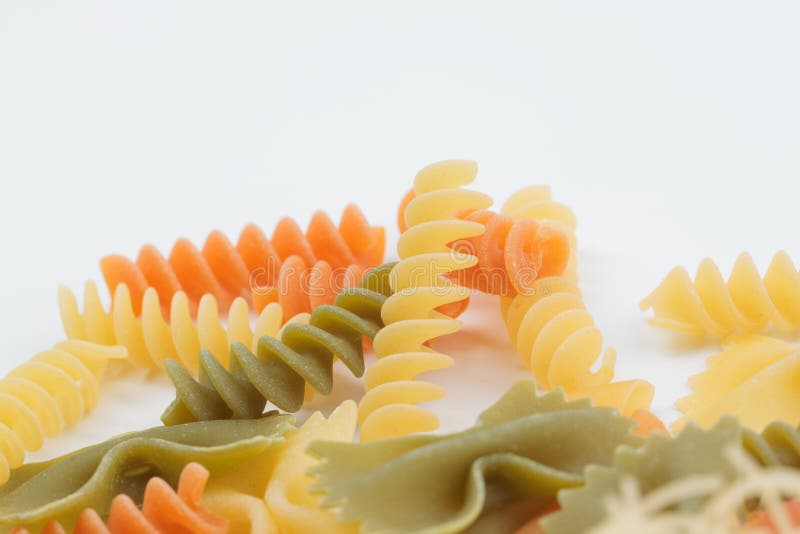 Tricolor Macaroni of Different Types Stock Image - Image of orange ...