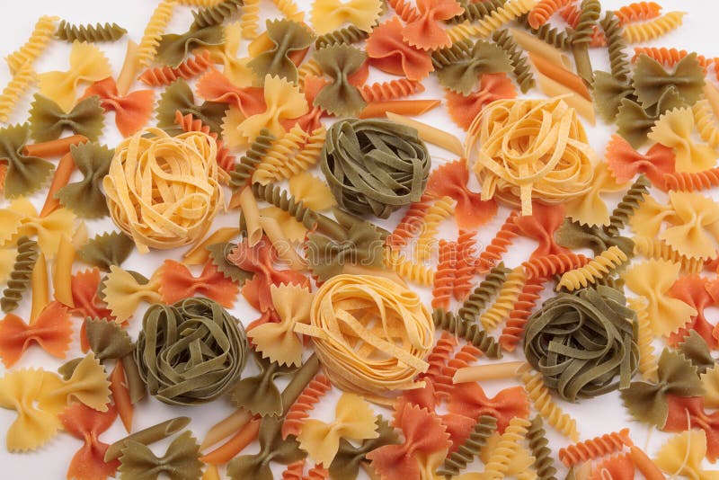 Tricolor Macaroni of Different Types Stock Image - Image of twist ...