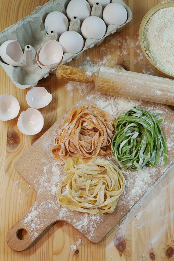 Tricolor pasta tagliatelle stock photo. Image of traditional - 53663532