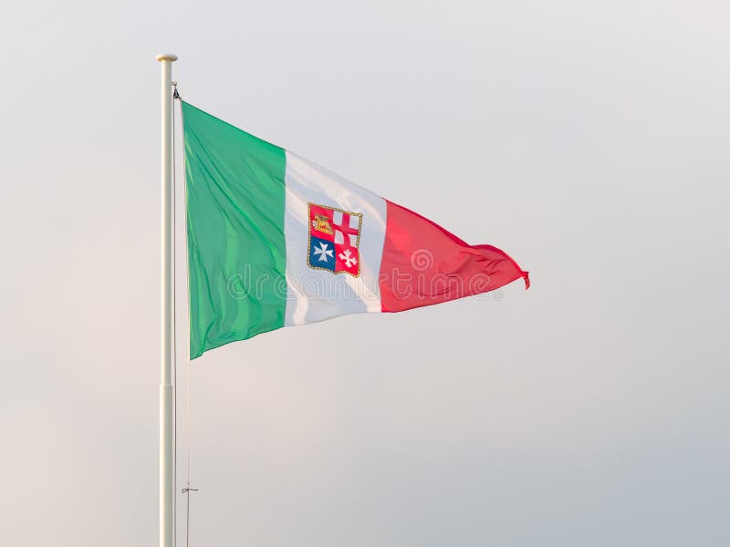 Tricolour Triangular Flag of Italian Republic Fluttering in the Stock ...