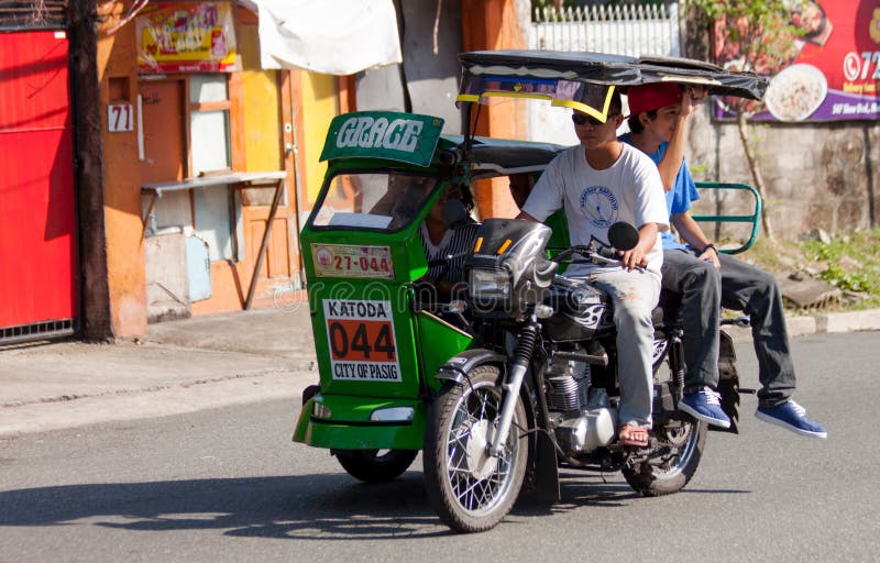 Tricycle cab driver editorial stock photo. Image of manila - 25210513