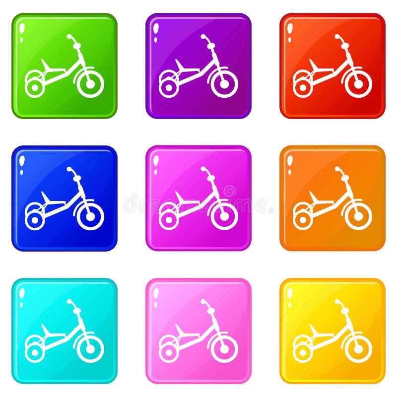 Tricycle icons set stock vector. Illustration of style - 95682113
