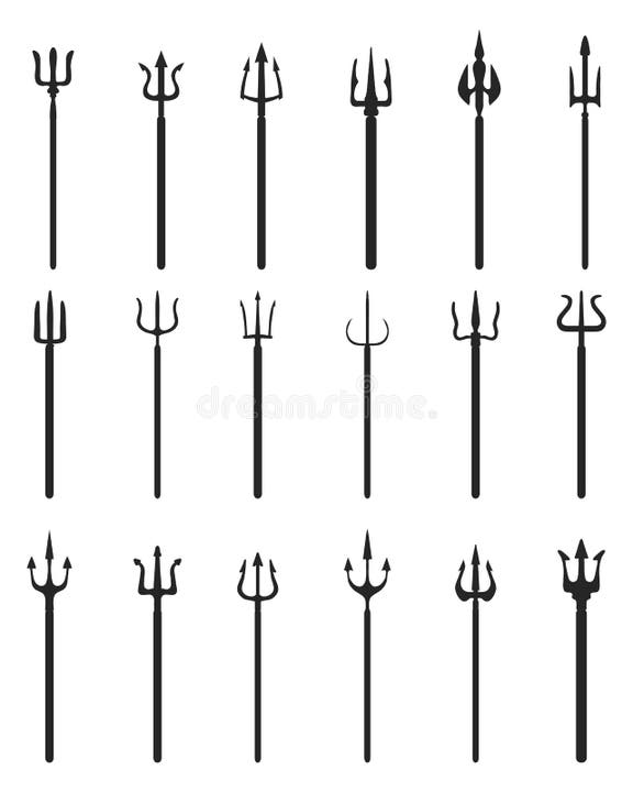 Trident, black silhouettes stock illustration. Illustration of oceanus ...