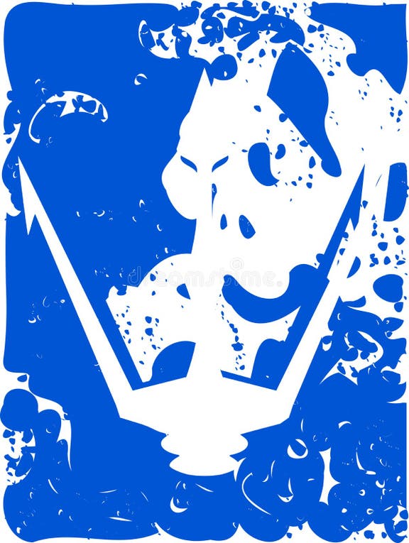 Trident on blue background stock vector. Illustration of neptune - 74688313