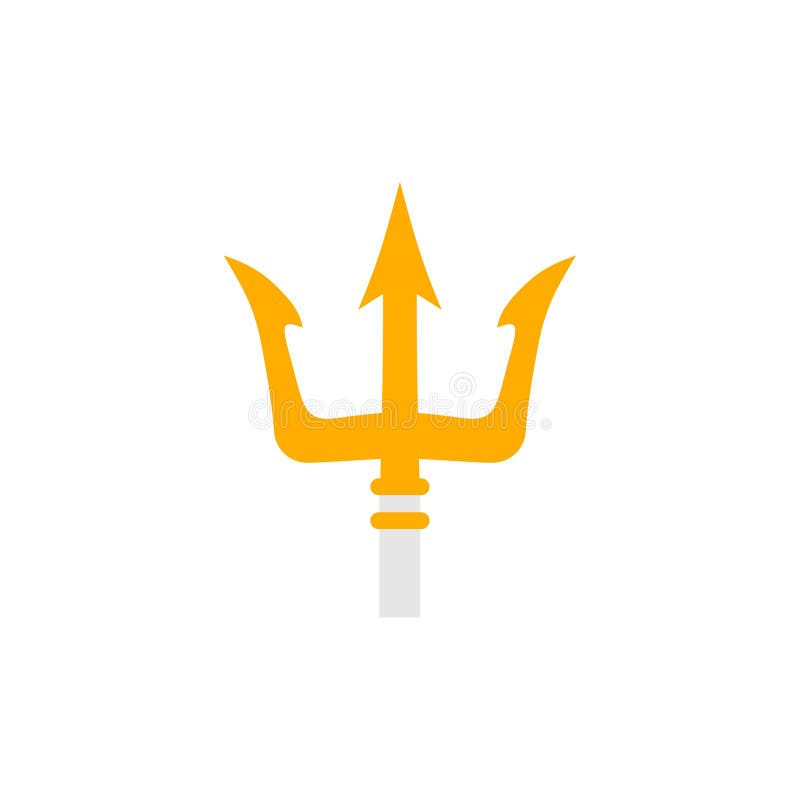 Trident Flat Design Vector Illustration. Golden Trident Weapon of ...