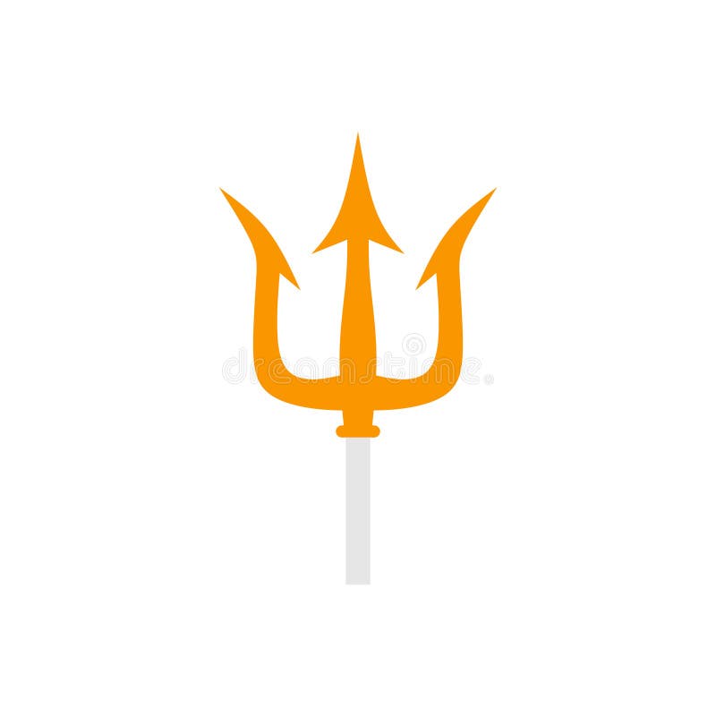 Trident Flat Design Vector Illustration. Golden Trident Weapon of ...