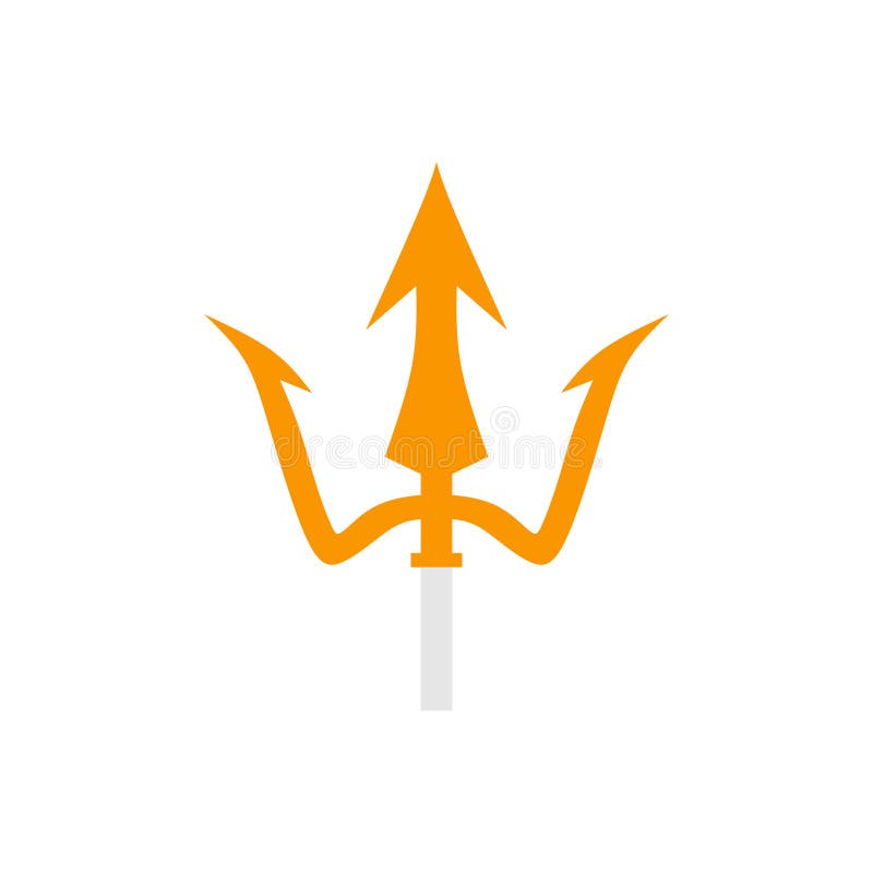 Trident Flat Design Vector Illustration. Golden Trident Weapon of ...