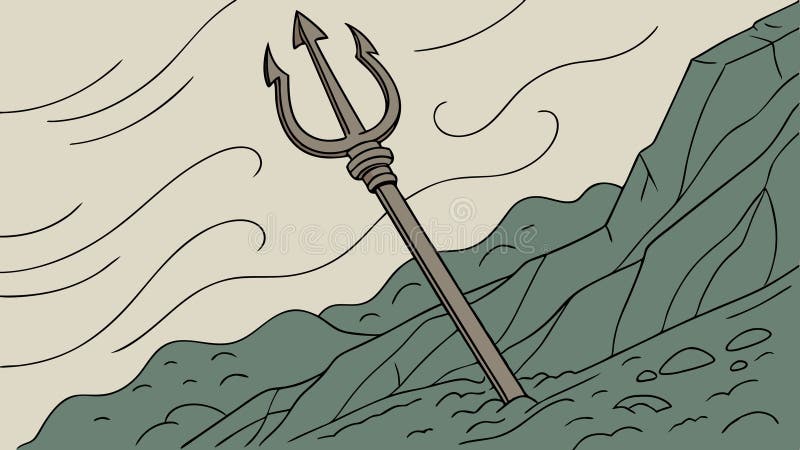 Trident on Grassy Hillside, Serene Vector Scene, Vector Design ...