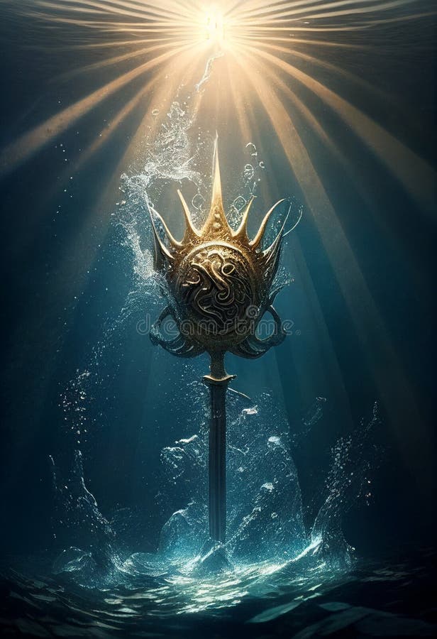 Trident of Poseidon in the Water in the Sun. AI Generated Stock ...