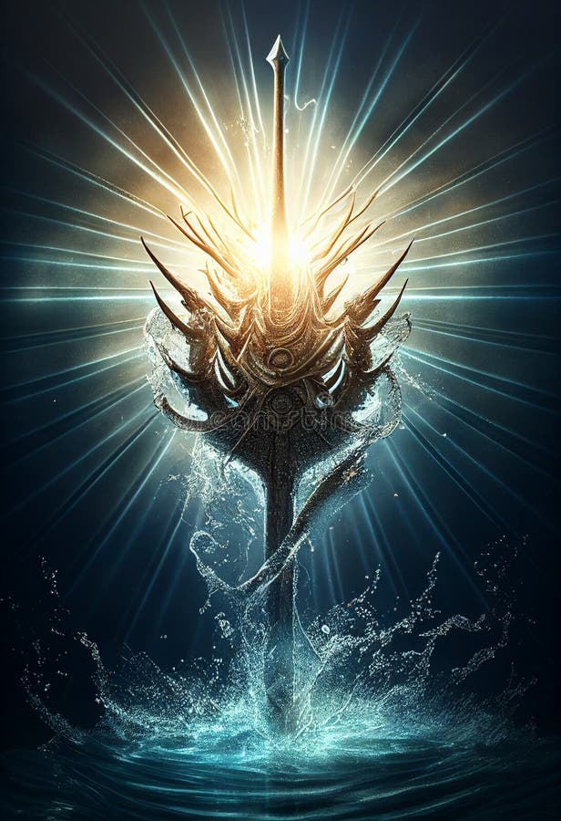 Trident of Poseidon in the Water in the Sun. AI Generated Stock ...