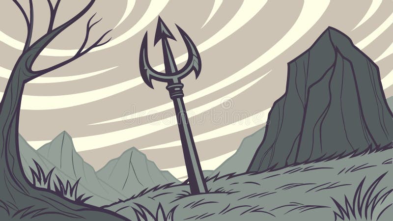 Trident in a Serene, Rolling Green Landscape, a Peaceful Symbol, Vector ...