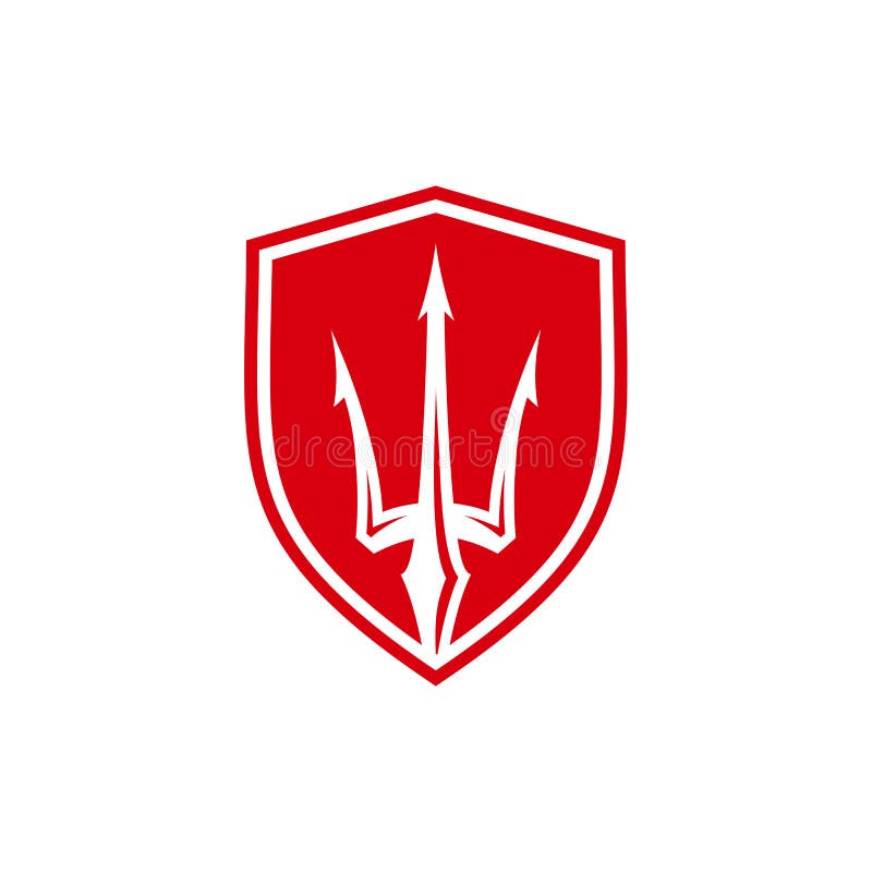 Trident with Shield Logo Design Stock Illustration - Illustration of ...