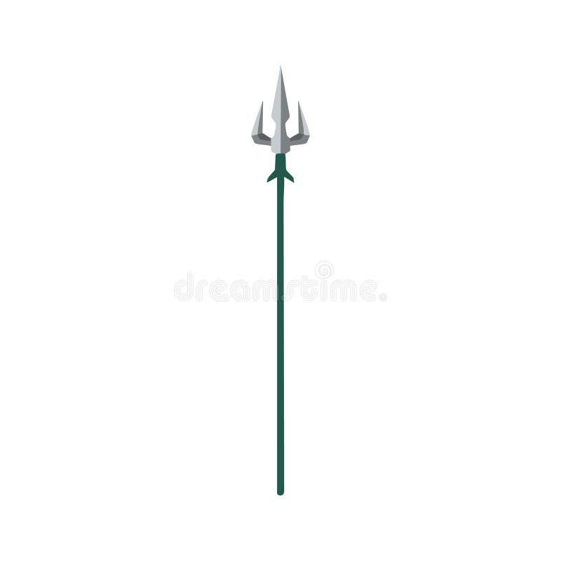 Trident Spear Weapon with Three Sharp Metal Prongs and Green Handle ...