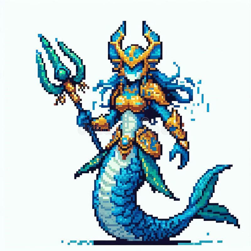 Trident-Wielding Merman Warrior Stock Illustration - Illustration of ...