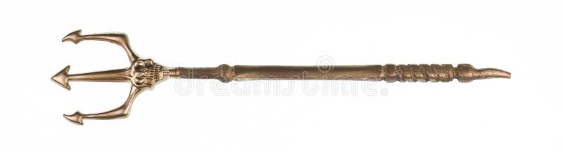 Tridente De Mar Dorado De Neptune En Fondo Blanco Imagen de archivo ...