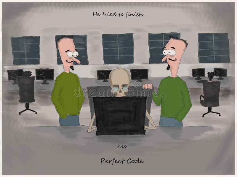 He Tried To Finish His Perfect Code. Stock Illustration - Illustration ...
