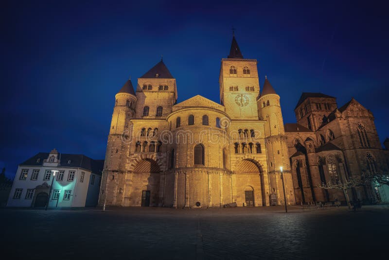 Trier Cathedral at Night - Trier, Germany Stock Photo - Image of peter ...