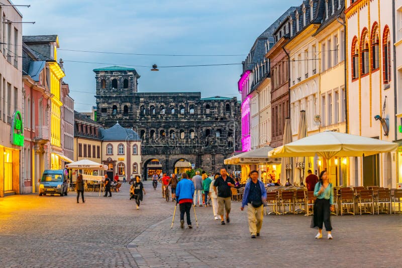 TRIER, GERMANY, AUGUST 14, 2018: Sunset View of Porta Negra in Trier ...