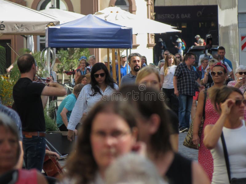 Crowd of people in Trier editorial stock photo. Image of rheinlandpfalz ...