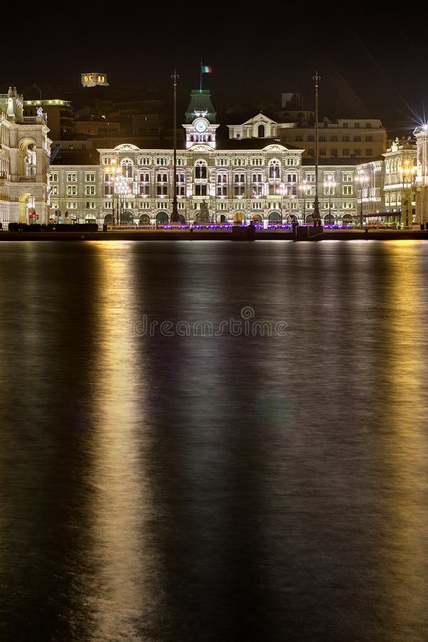 City ob the sea by night stock photo. Image of palace - 30063164