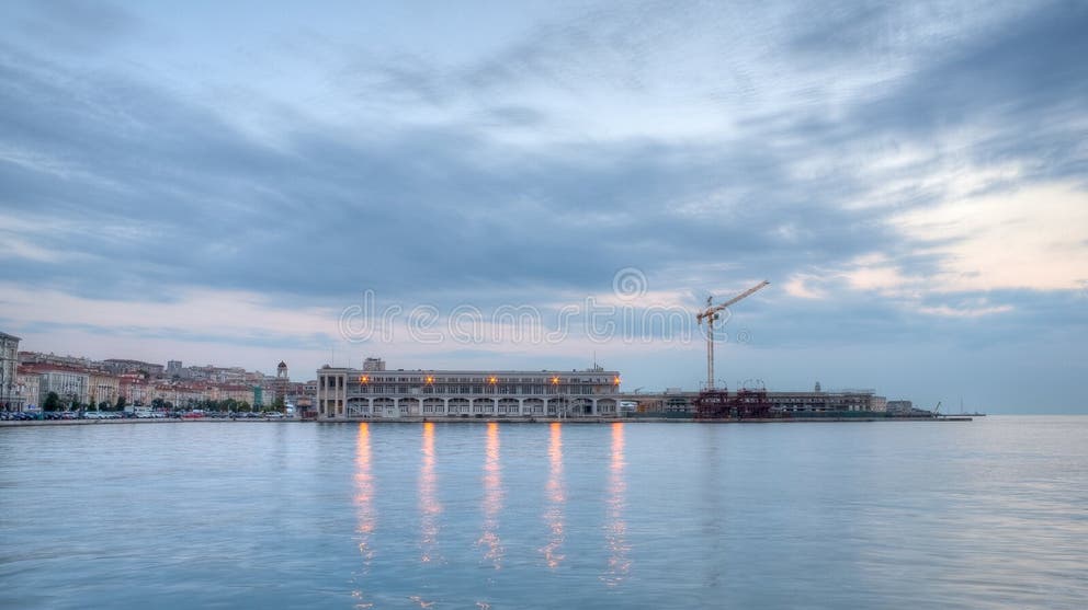 Trieste harbor stock photo. Image of pier, dark, port - 37092282