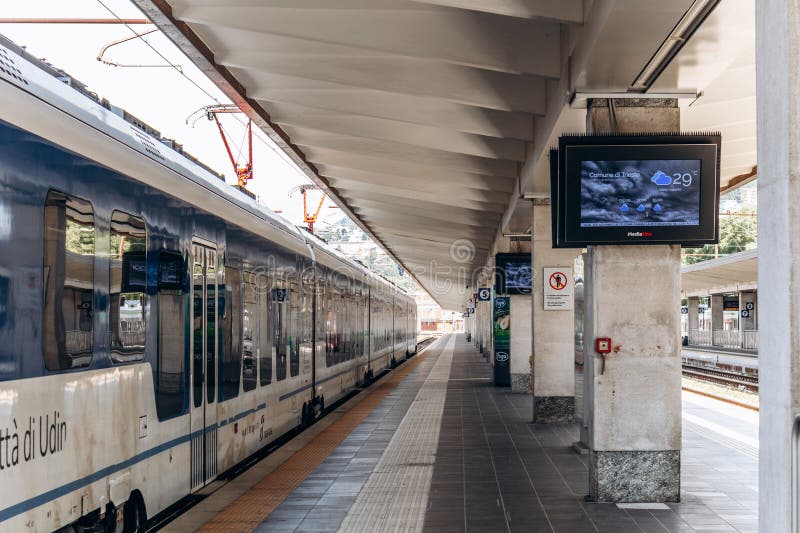 Platform at Trieste Centrale Railway Station with a Train Standing ...