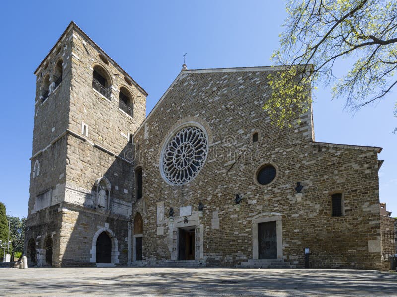 San Giusto Cathedral and Roman Forum Hill in Trieste - Italy Stock ...