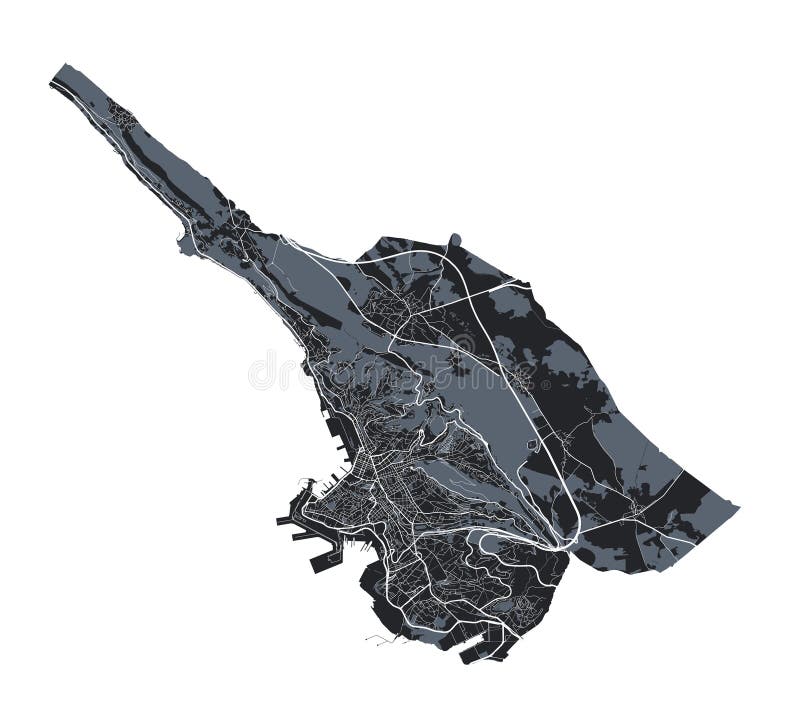 Trieste Map. Detailed Black Map of Trieste City Poster with Streets ...