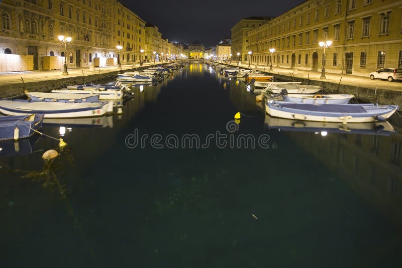 Trieste by night stock image. Image of buoys, trieste - 9061137