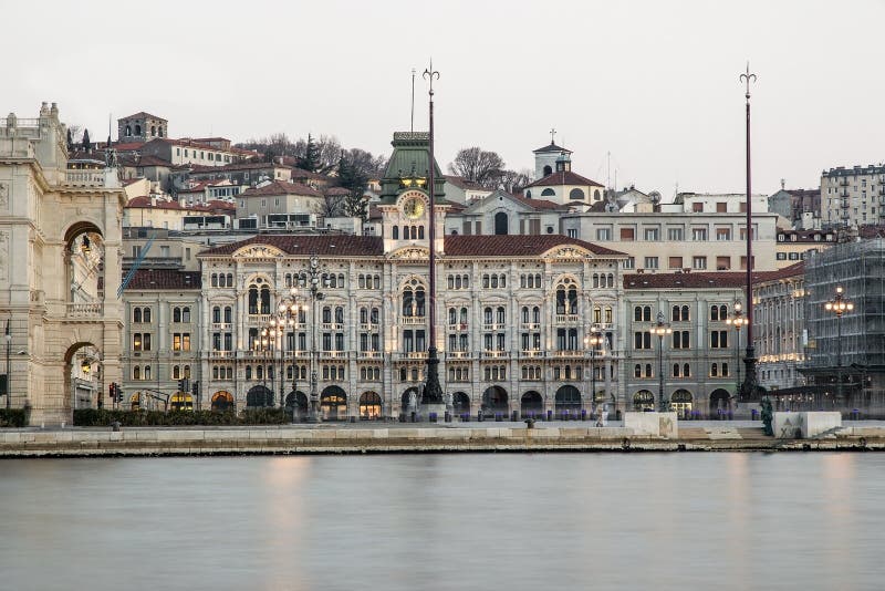 Seafront in Trieste, Italy stock photo. Image of hour - 27679670