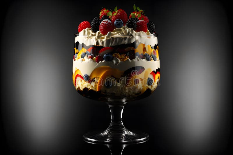 Trifle on Black Background Created with Generative AI Technology Stock ...