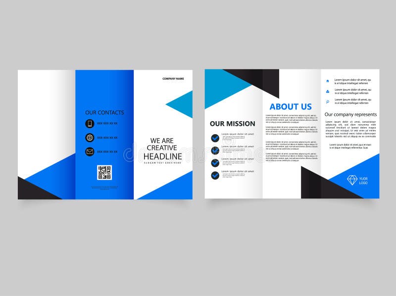 Trifold Brochure with Blue Triangles. . Concept Tri-fold Design and ...