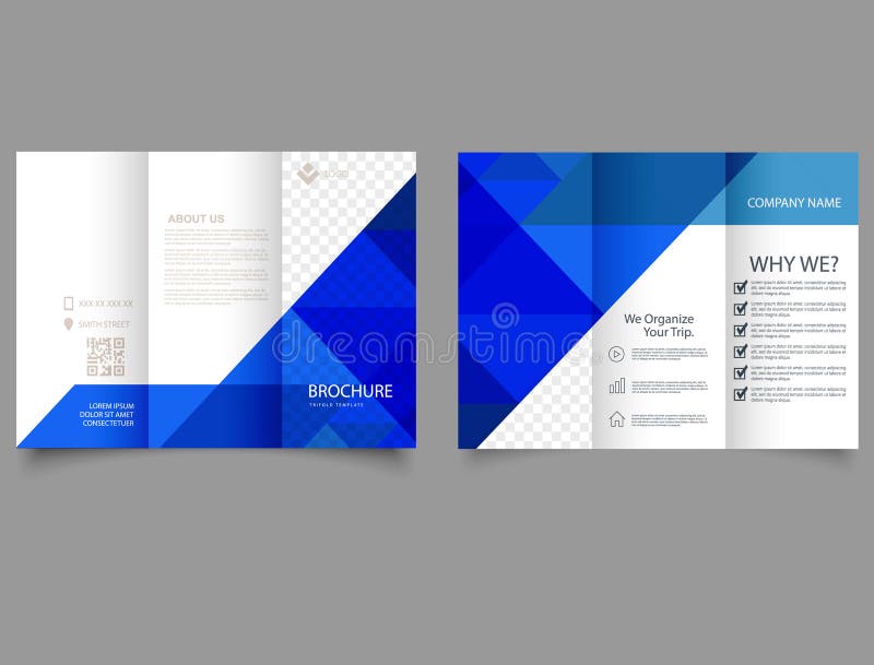 Trifold Brochure with Blue Triangles Corporate Brochure, Trifold ...