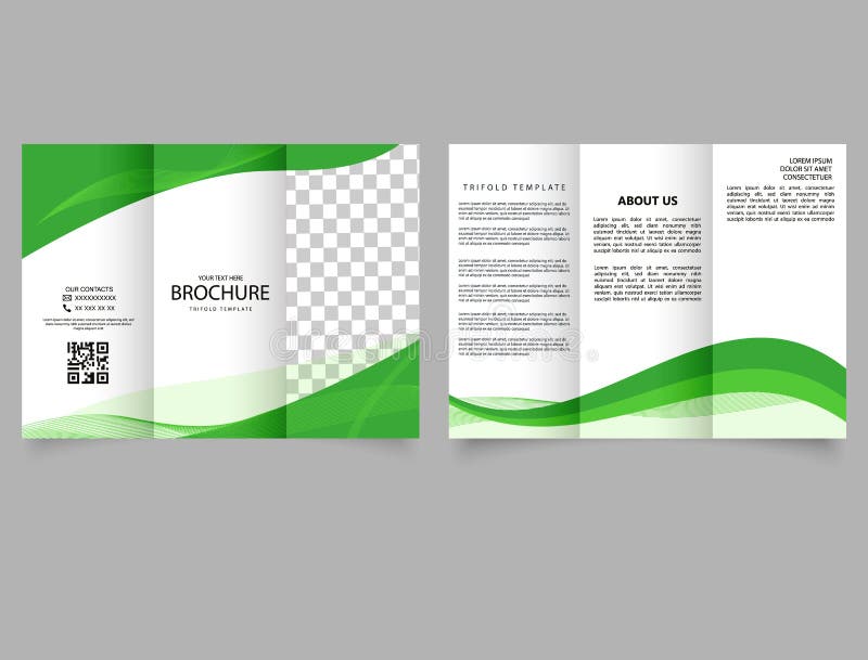 Trifold Brochure with Green Waves. Background for Presentation. Spring ...