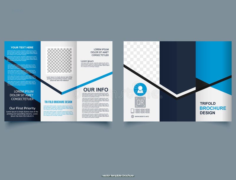 Trifold Brochure Layout with Blue Design Elements Stock Vector ...