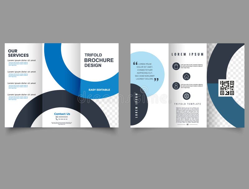 Trifold Brochure Layout with Circles. Vector Editable Template. Stock ...