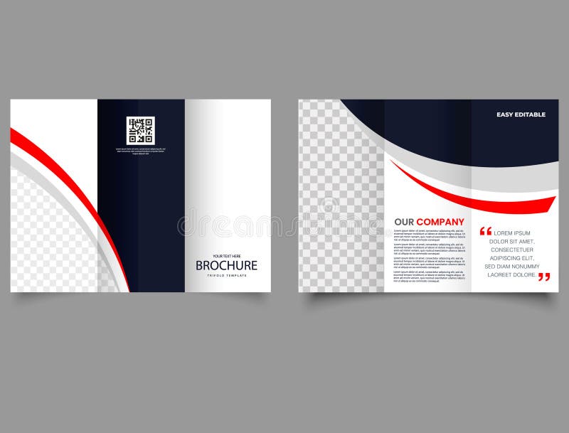 Trifold Brochure with Lines. Vector Editable Template Stock Vector ...