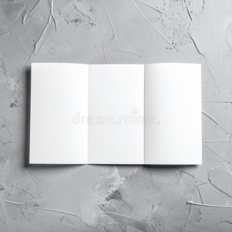 Trifold Brochure Mockup on Gray Concrete Texture Stock Illustration ...