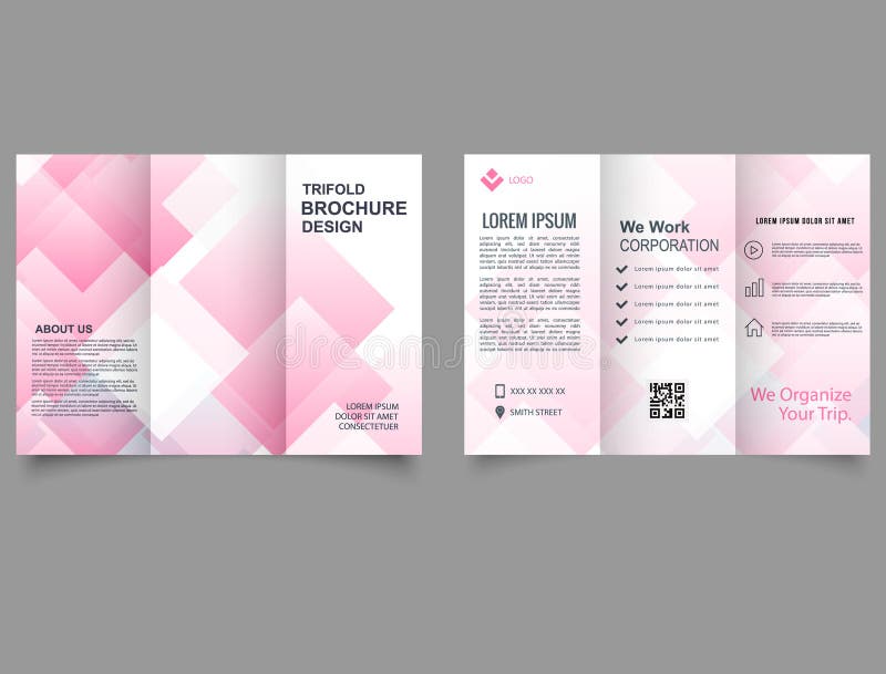 Pink Corporate Trifold Brochure. Vector Editable Template Stock Vector ...
