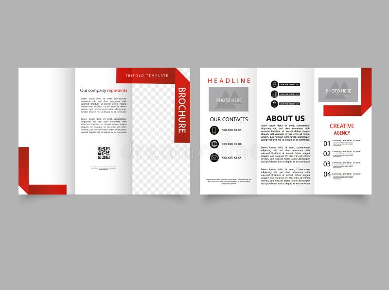 Trifold Brochure with Red Lines. Concept Tri-fold Design and Brochure ...