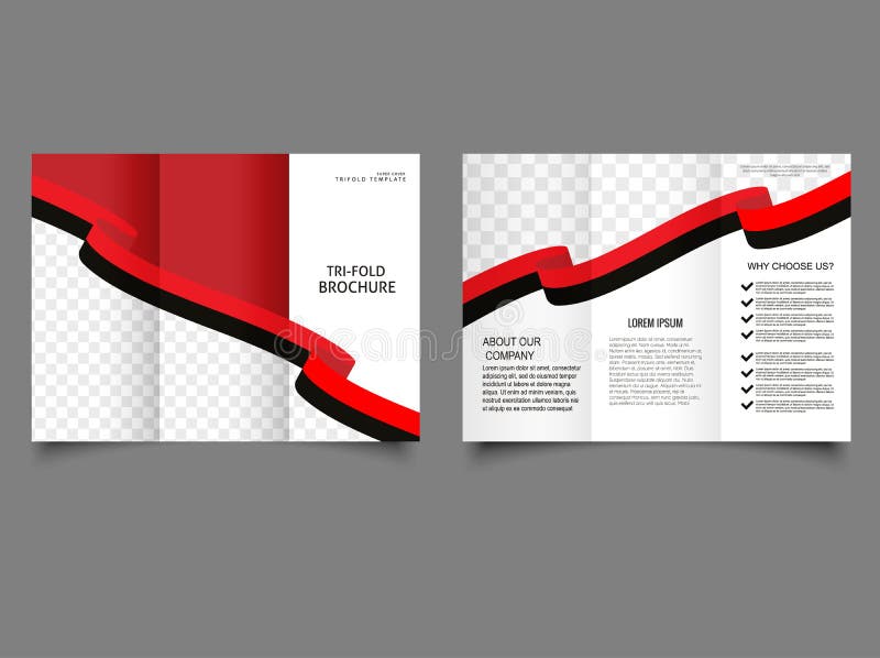 Trifold Brochure with Red Ribbon. Advertising Leaflet. Stock Vector ...