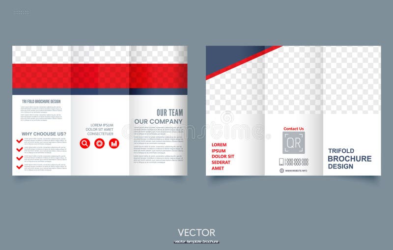 Trifold Brochure Template Red. Simple and Minimalist Layout Stock ...