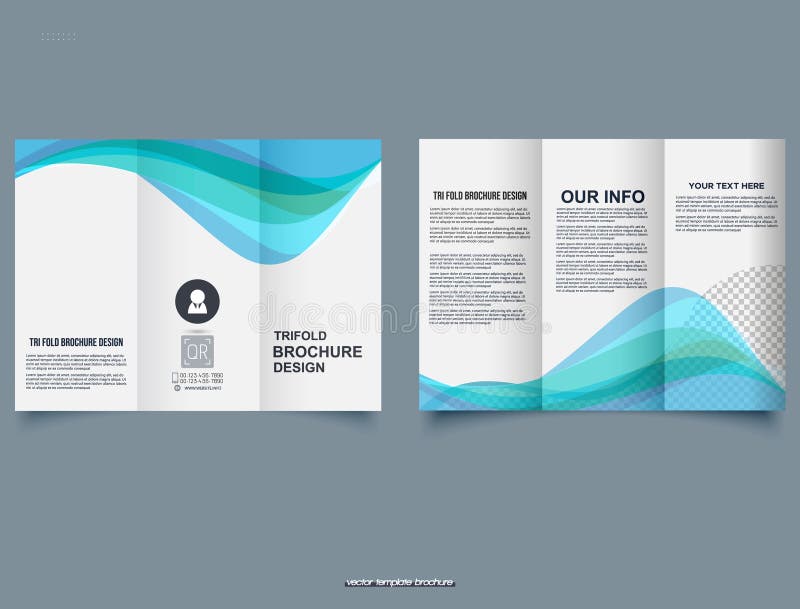 Trifold Brochure with Waves for Different Types of Advertising. Stock Vector - Illustration of ...