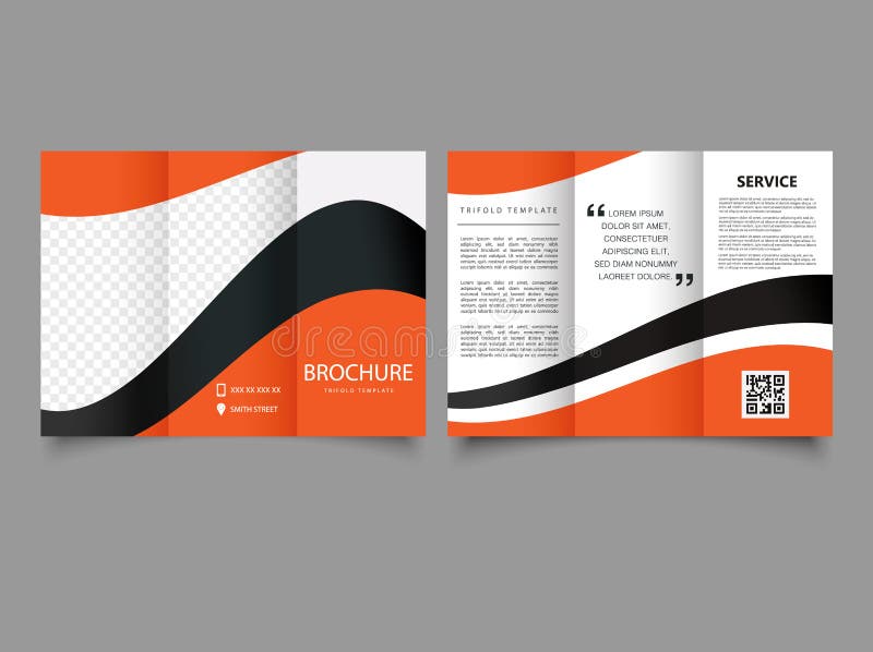 Trifold Brochure with Yellow Waves. Catalog Vector Template. Vector ...