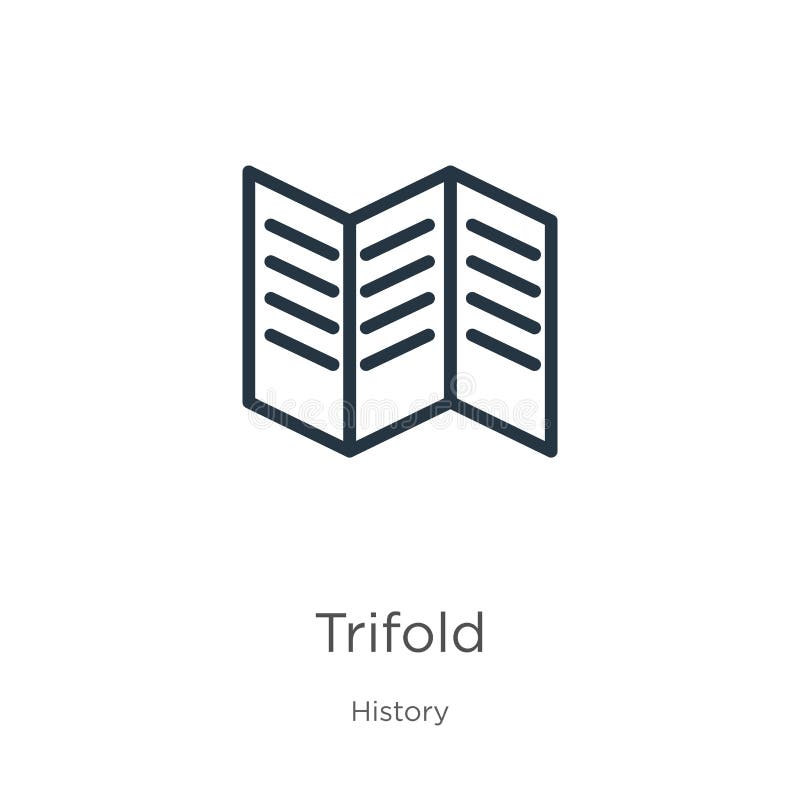 Trifold Icon. Thin Linear Trifold Outline Icon Isolated on White ...