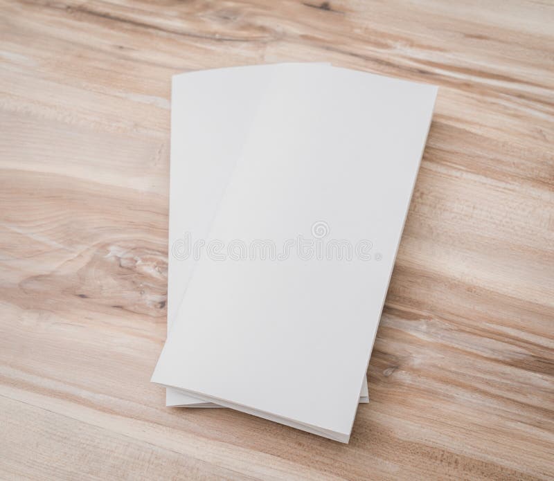 Trifold White Template Paper on Wood Texture . Stock Photo - Image of ...