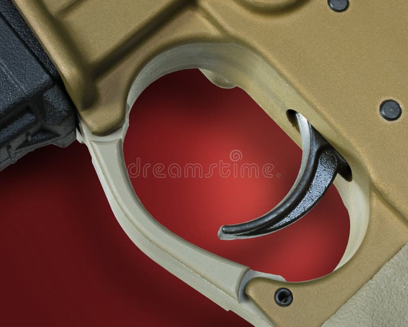 AR-15 Trigger with Red and Shadow Behind Stock Photo - Image of rifle ...