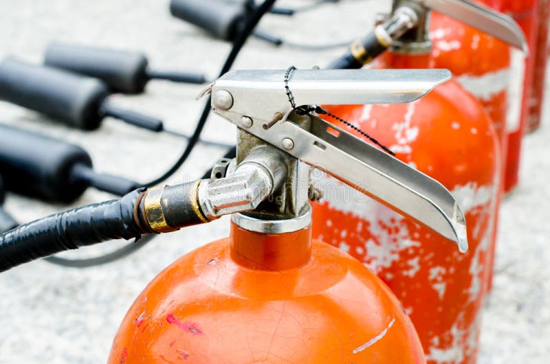 The Trigger Fire Extinguisher Used Stock Photo - Image of smoke ...