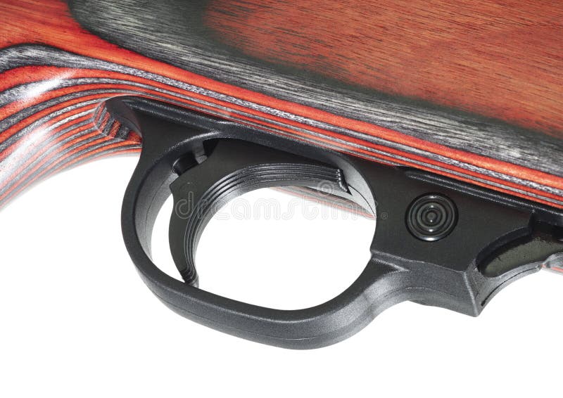 Trigger on a Firearm with a Red Laminated Stock Stock Photo - Image of ...