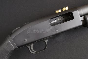 Trigger and Open Bolt Pump Action Shotgun. Stock Photo - Image of ...